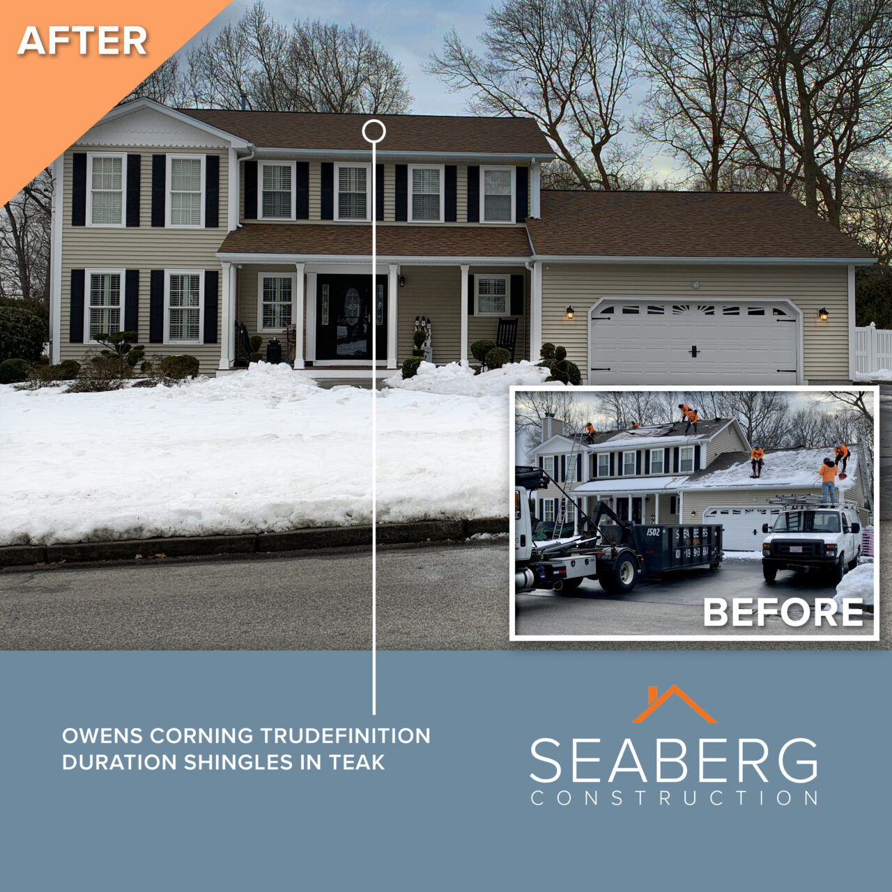 Siding and roofing projects in RI and MA by Seaberg Construction.
