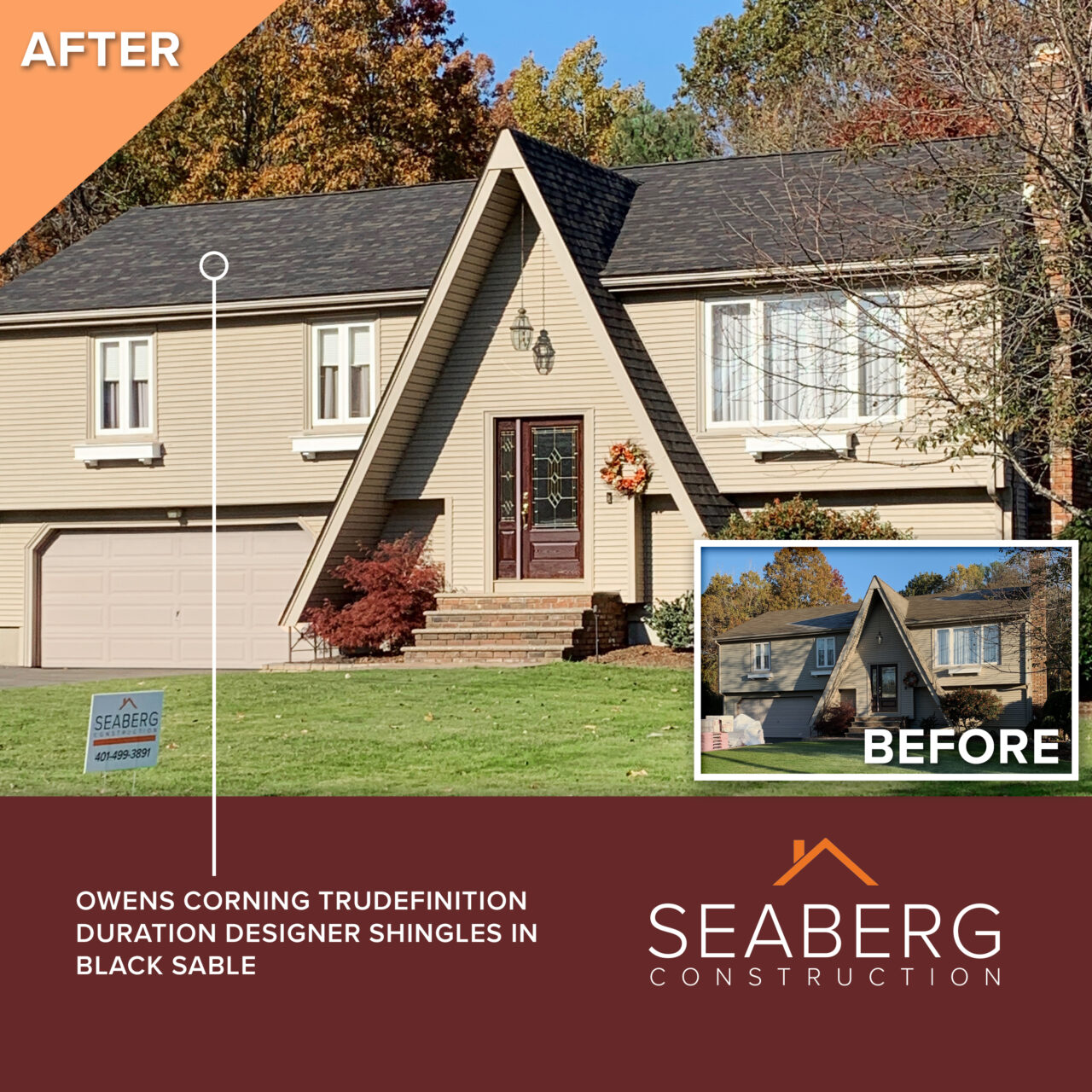 Siding and roofing projects in RI and MA by Seaberg Construction.