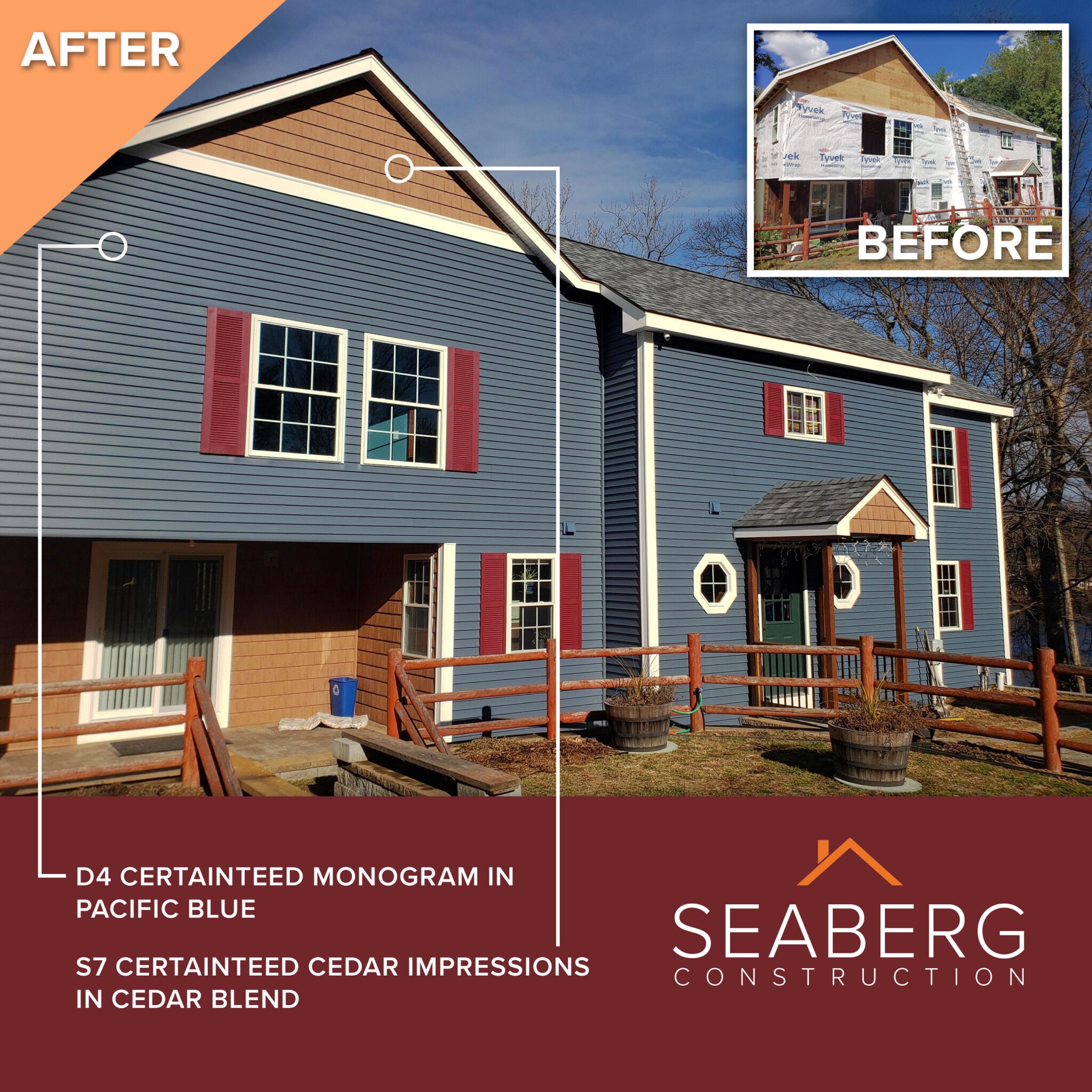Siding and roofing projects in RI and MA by Seaberg Construction.