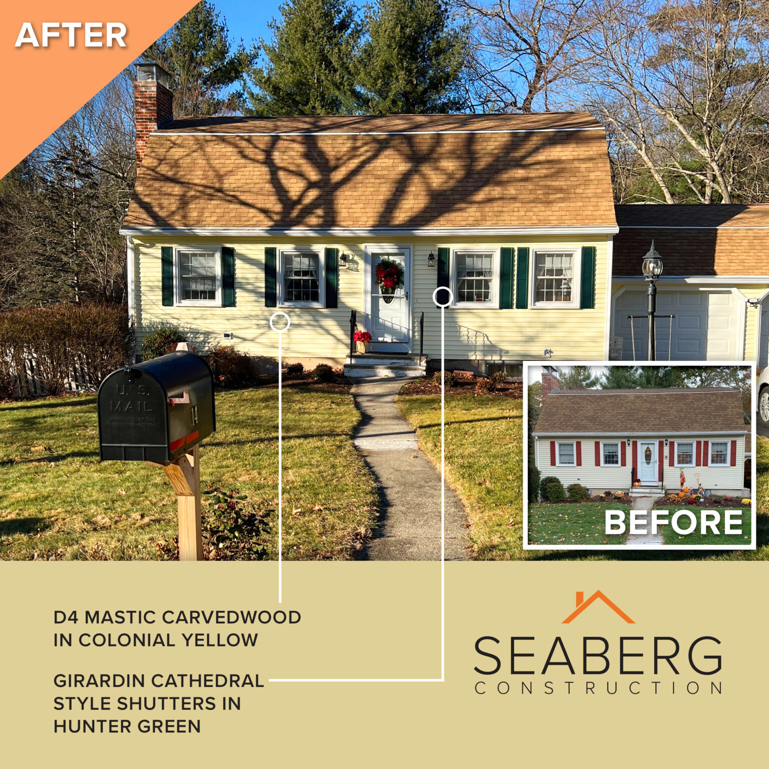 Siding and roofing projects in RI and MA by Seaberg Construction.